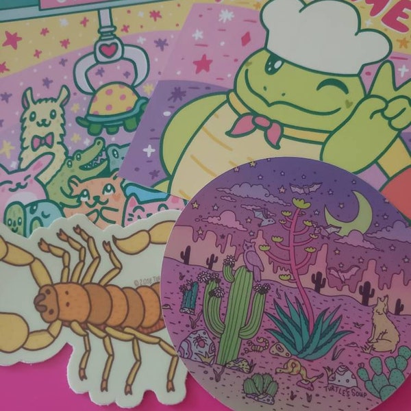 Dreamy Desertscape, Desert Nightlife Holographic Sticker, Metallic ...