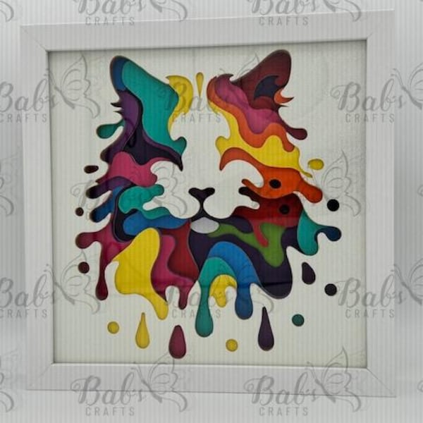3d Cat, Shadow Box Templates / SVG for Cardstock / 3D Cat Shadow Box ...