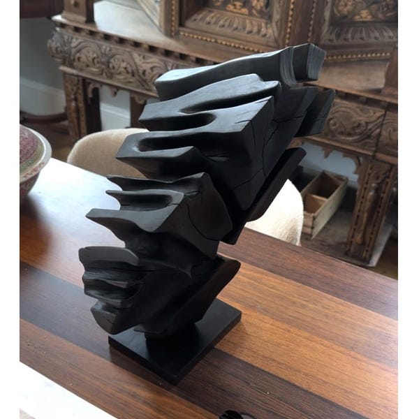 Dynamic Walnut Wood Sculpture Modern Hand-carved Abstract Art for ...