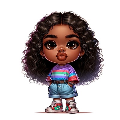 Summer Black Girls PNG, 40 Beach Girls Cliparts, Afro Chibi Clipart PNG ...