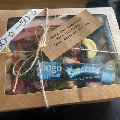 Personalised Pick & Mix Sweet Box-ribbon Tag Fizzy/sour/gummy Sweets ...