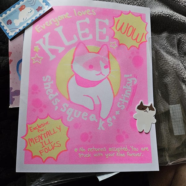 Floating Kitties Risograph Print - Etsy