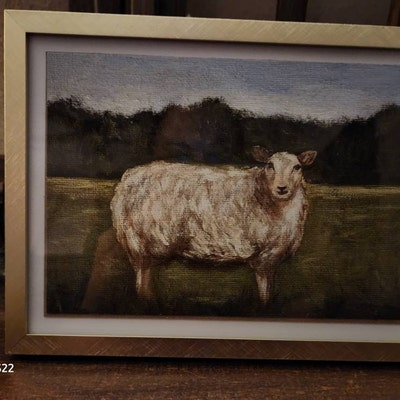 WOOLY Art Print Unframed Sheep Oil Painting Print Small Sheep Oil ...