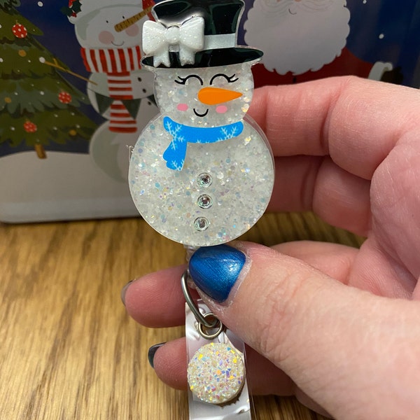 Snowman Badge Reel- Christmas Badge Reels- Holiday Badge Reels - Etsy