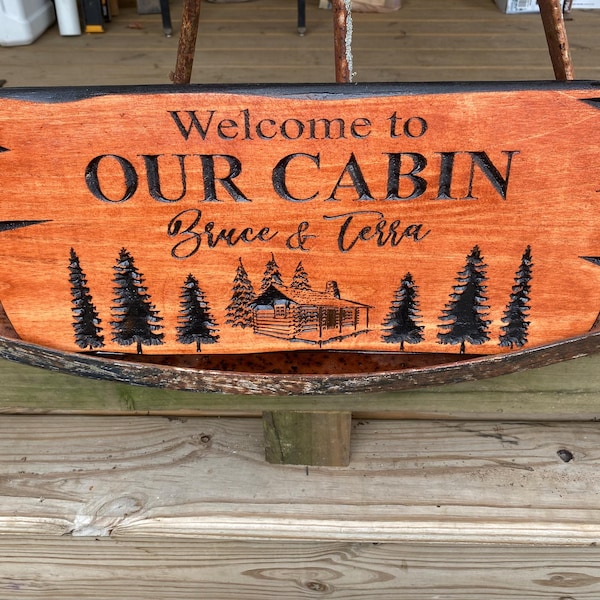 Outdoor Sign, Wooden Carved Cabin Sign, Family Sign, Custom Wood Sign ...