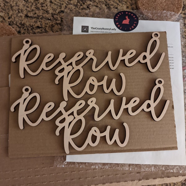 Reserved Row Wood Sign: Cursive Wedding Seating Tags (set of 2) - Etsy