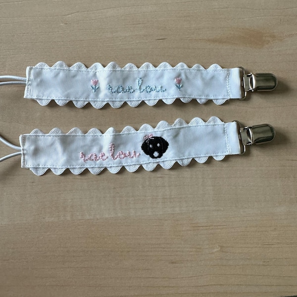 Monogrammed Pacifier Clip | Personalized Embroidered Paci Holder | Baby ...