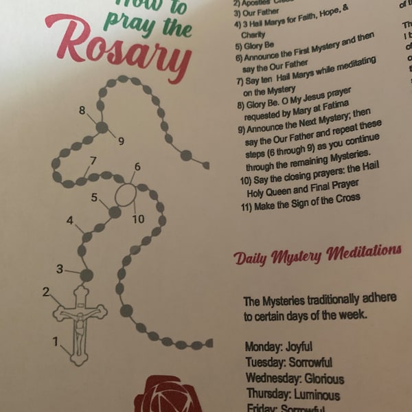 Rosary A3 Foldable Page- How to Pray the Rosary. Digital Download. - Etsy
