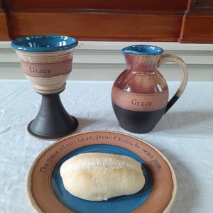 The Grace of the Lord, Stoneware Pottery Communion Set - Etsy