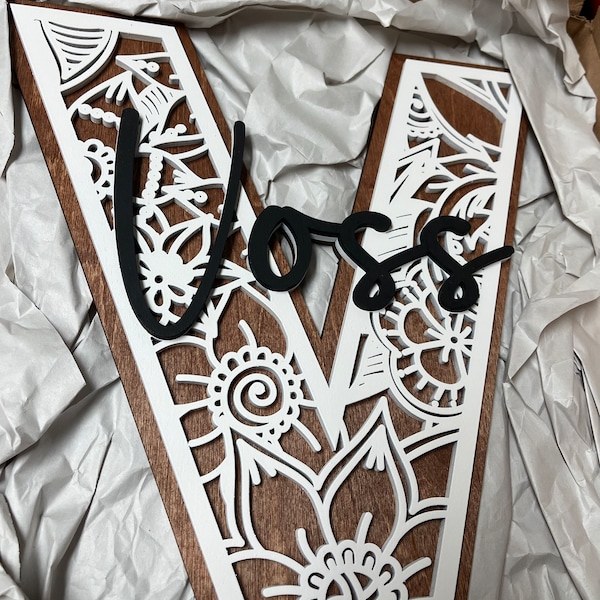 Last Name Letter Monogram, Custom Wedding Decor Sign, Wall Initial With ...