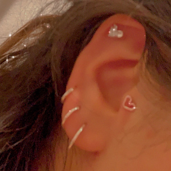 18g Heart Conch Earring • Threadless Tragus Push Pin Piercing • Love ...