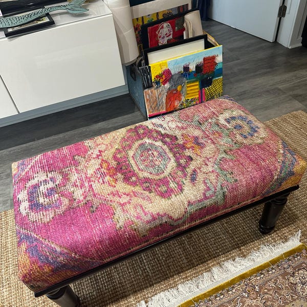 Handmade Furniture, Bohemian Bench, Ottoman Bench, Kilim Bench, Turkish ...