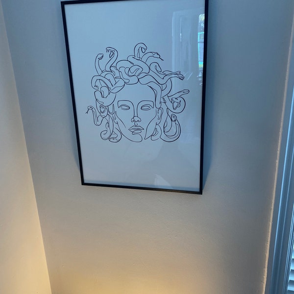 Medusa Print, Medusa Wall Art, Line Art, Greek Line Drawing Print ...