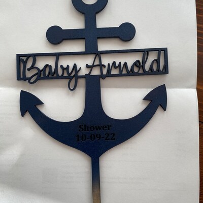Personalized Anchor Cake Topper, Nautical Wedding Cake Topper, Naval ...