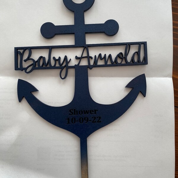 Personalized Anchor Cake Topper: Nautical Wedding, Baby Shower Decor - Etsy