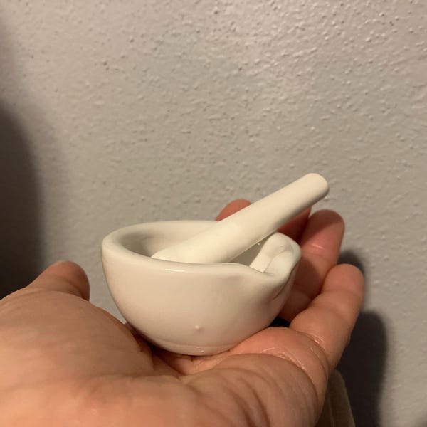 MORTAR and PESTLE SET Porcelain 60mm Grinding Bowl Herb Spice - Paint ...