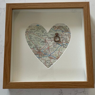 Heart Shaped Map in Box Frame - Etsy