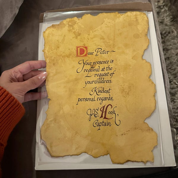 Hook Ransom Note Peter Pan - Hand Torn, Hand Calligraphy, Hand Dyed ...