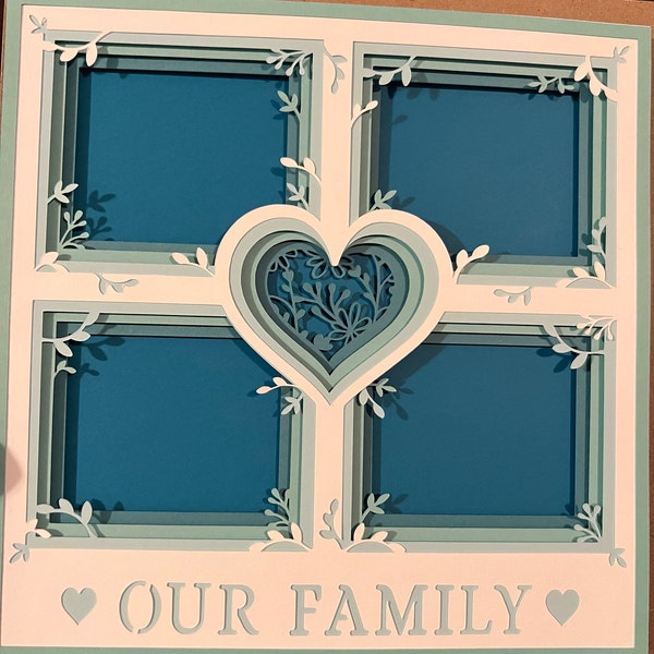 3D Family Gallery Shadow Box, Custom Name, Multi Photo Frame, Family ...