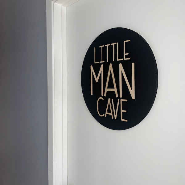 LARGE Little Man Cave Round 3D Wooden Sign || Boys Room Decor || Baby ...