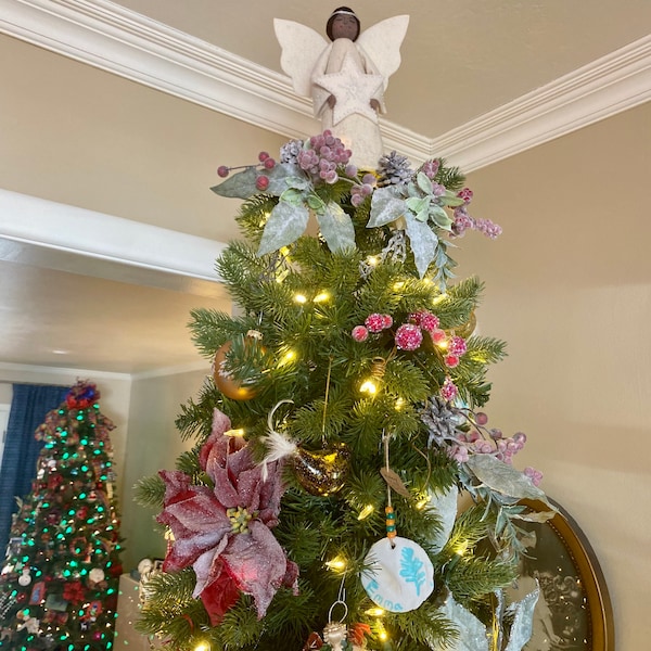 White Star Angel Tree Topper - Brown, Hand Felted Christmas Tree ...