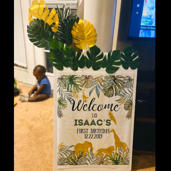 EDITABLE Jungle Welcome Poster Sign 1st First Birthday. Safari Animals ...