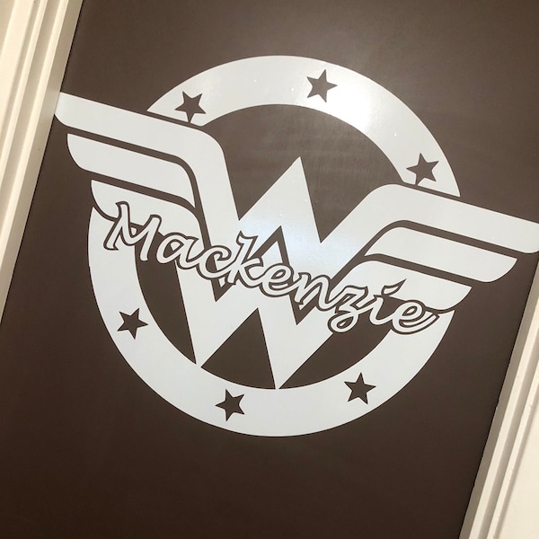 Personalized Wall Decal Superhero Woman Sign Custom Girl Name Logo ...