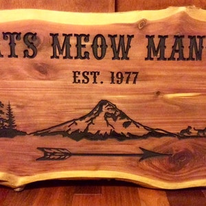 Live Edge Wood Sign Wooden Cedar Carve Cabin Outdoor Sign Custom Wood ...