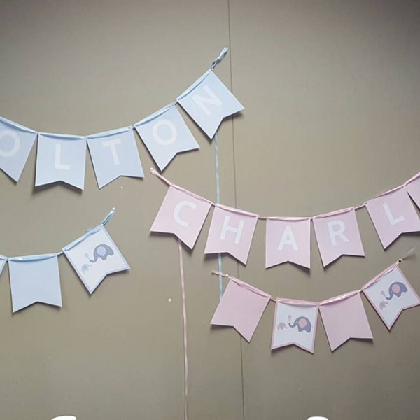 Printable Pink Elephant Baby Shower Banner - Pink and Gray Elephant ...