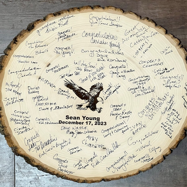 Eagle Personalized Guest Book. Court of Honor Guest Book. Natural Wood ...