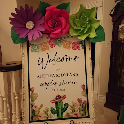 Editable Fiesta Cactus Welcome Sign Couples Shower Welcome Desert ...