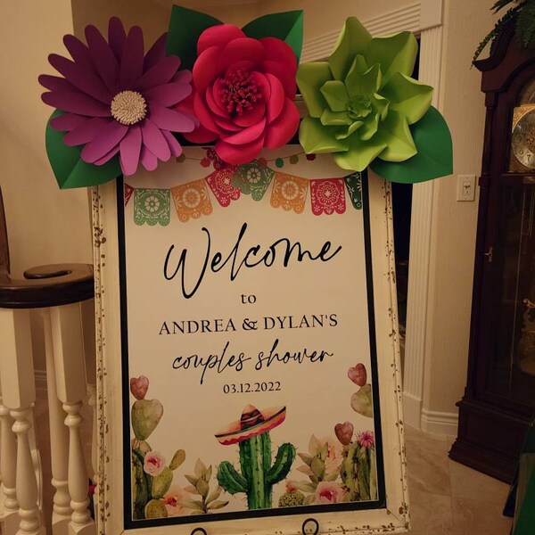 Editable Fiesta Cactus Welcome Sign Couples Shower Welcome Desert ...