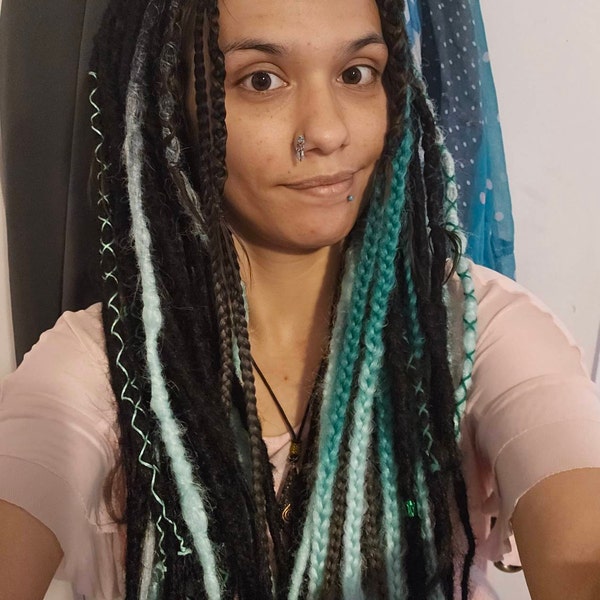 Natural Look Synthetic Double Ended Dreadlocks + Braids Loose Ends ...