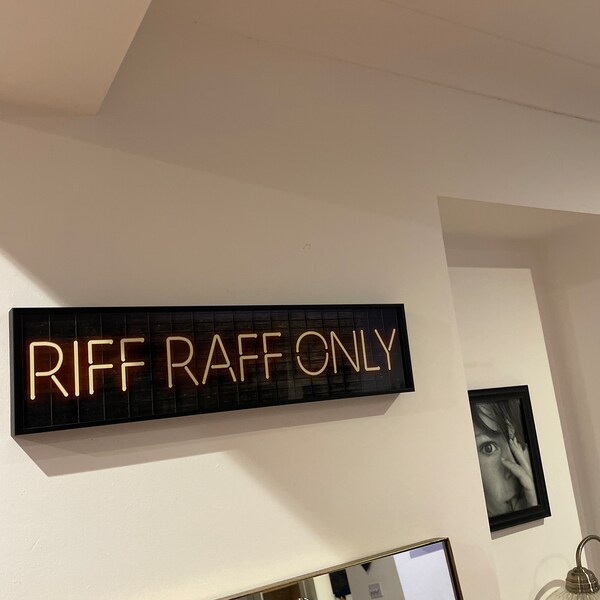 Riff Raff Only | Framed Neon Style Font Print | Metal Print | Retro ...