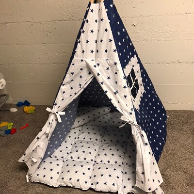 Teepee for Kids Customized From Cotton Blue Navy Stars, Teepee Tent for ...