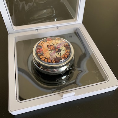 Hummingbird Handmade Compact Round Pill Box Silver or Bronze - Etsy