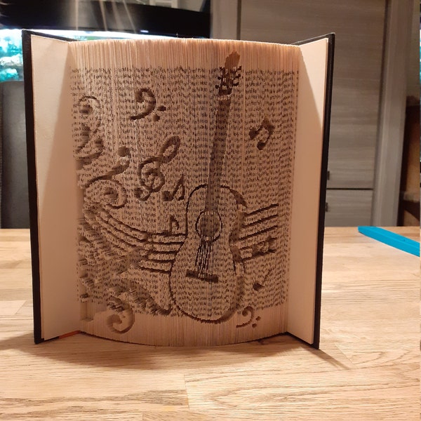 Guitar + Musical Notes: DIY Cut & Fold Art, Book Folding Pattern and ...
