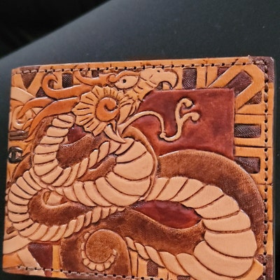 Aztec Art Men's Premium Bi-fold Wallet authentic Handtooled Artisan ...