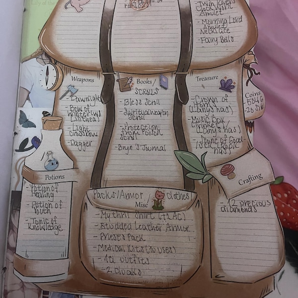 Character Inventory Sheet // Bag of Holding for Dungeons and Dragons - Etsy