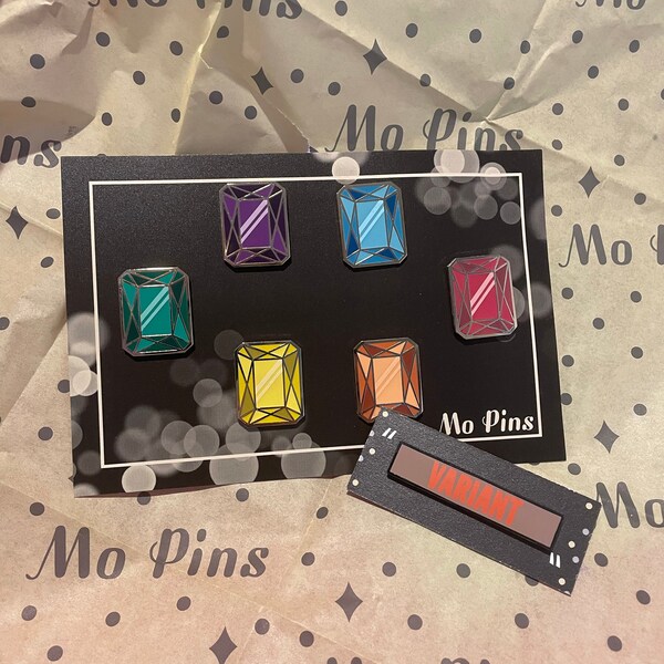 Marvelous Gems Enamel Pin Set: Gold, Screen Print, Glow-in-the-dark - Etsy