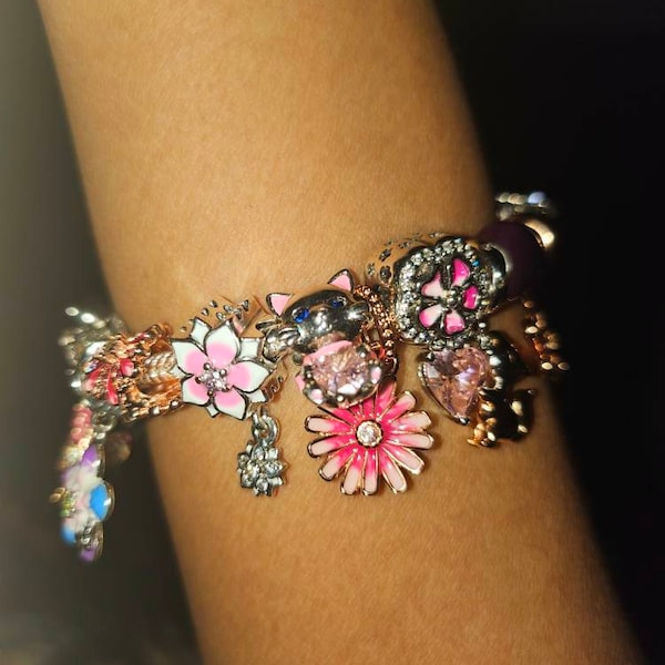 Pandora Moments Smooth Snake Chain Bracelet With Linx Pale Pink Themed ...