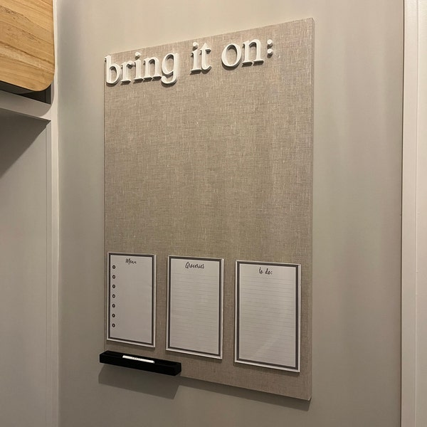 Linen Magnetic Board Office Organization Modern Custom Command Center ...