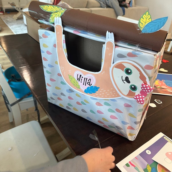 Sloth Printable Box Kit | DIY Valentine Box Decor Kit for Valentine's ...