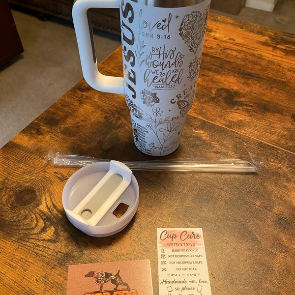 Bible Verses Engraved Tumbler | Cup Holder Friendly Travel Mug | Vacuum ...