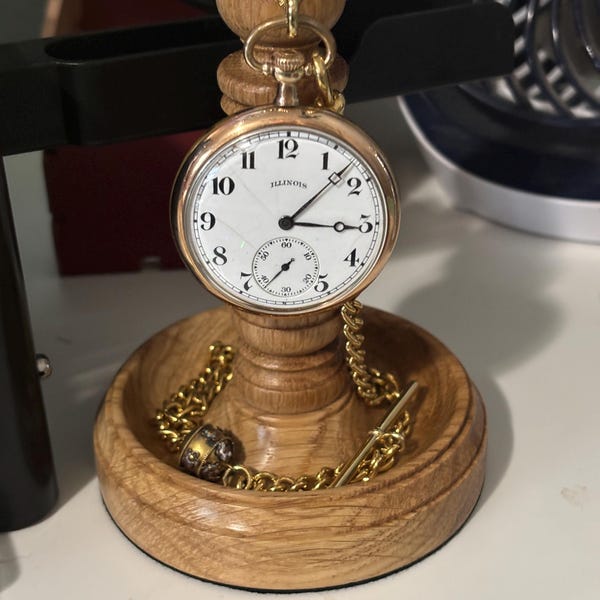 Pocket Watch Stand Dark Oak Hardwood Hanger Wooden Display Wood Holder ...