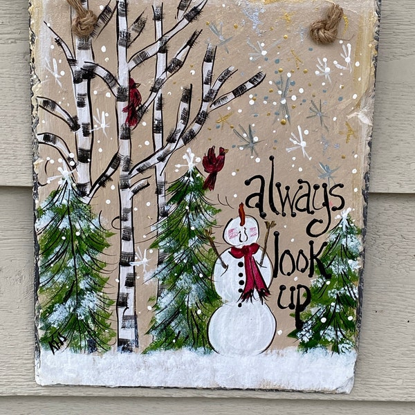 Winter Slate Sign. Snowman Slate. Holiday Slate Painted Slate Sign ...