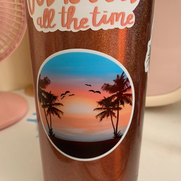 Beach Sunset Sticker | Laptop Sticker | Notebook Sticker | Vinyl ...