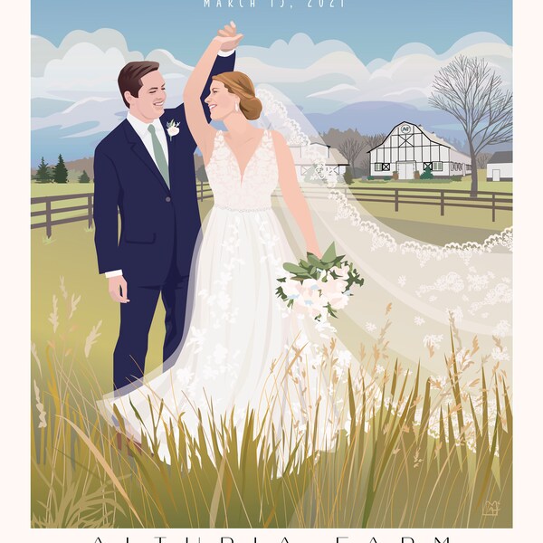 Personalized Farm Wedding Poster, Rustic Wedding, Wedding Portrait ...