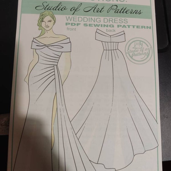 PATTERN WEDDING DRESS. Sewing Pattern Wedding Gown With a Slit. Digital ...