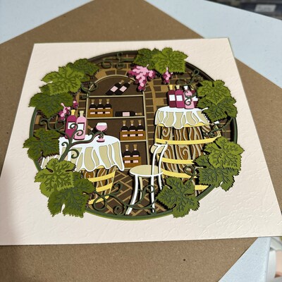 3D SVG Wine Shadow Box Layered Wine Cellar Grape Vines, Winery Shadow ...